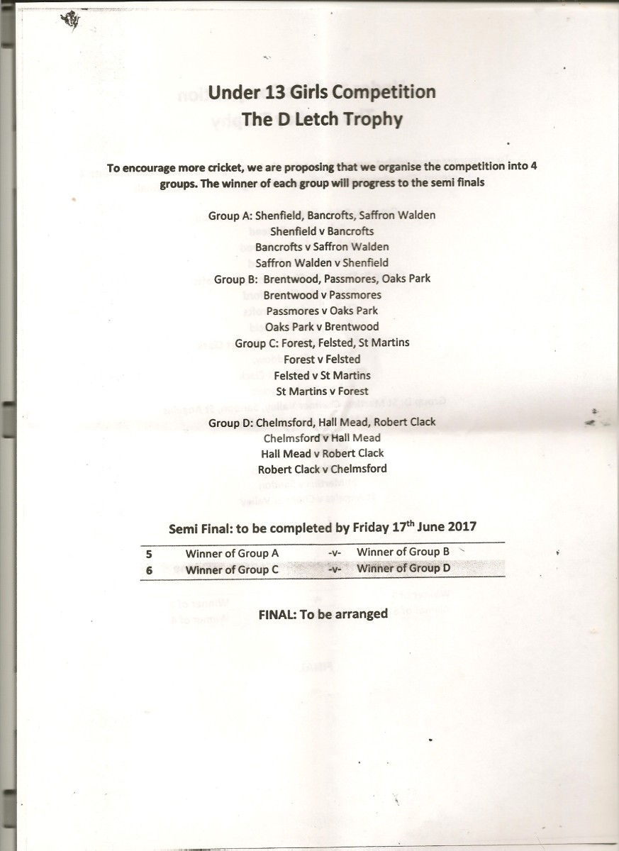 u13-girls-competition | English Schools Cricket Association